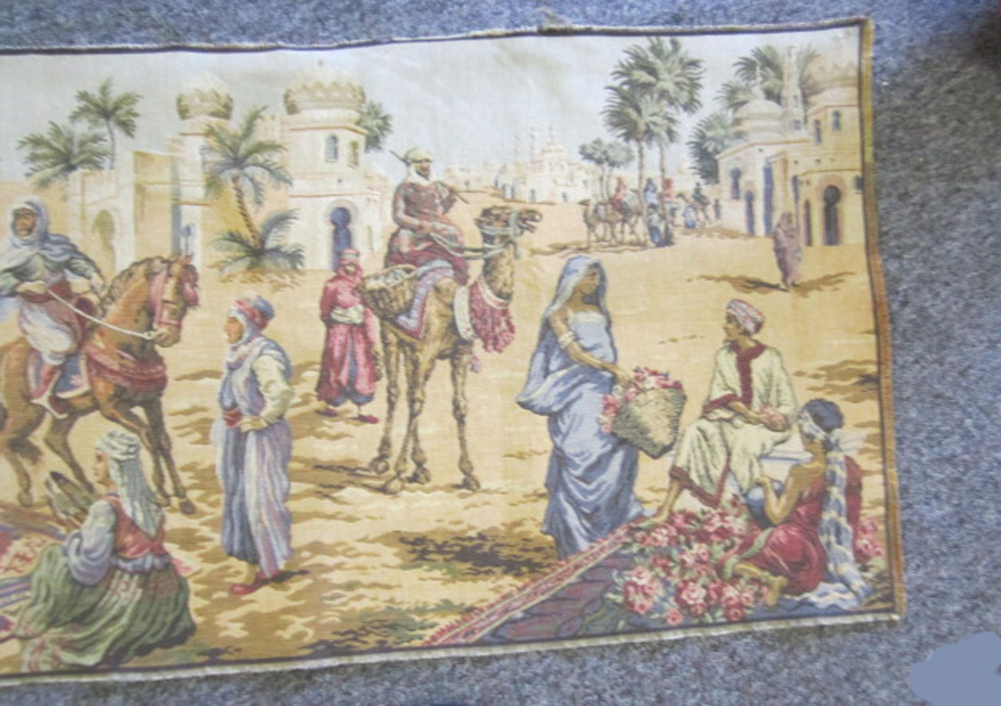 Antique Arabian Middle Eastern Turkish Tapestry 58" X 19.5" Made in ...