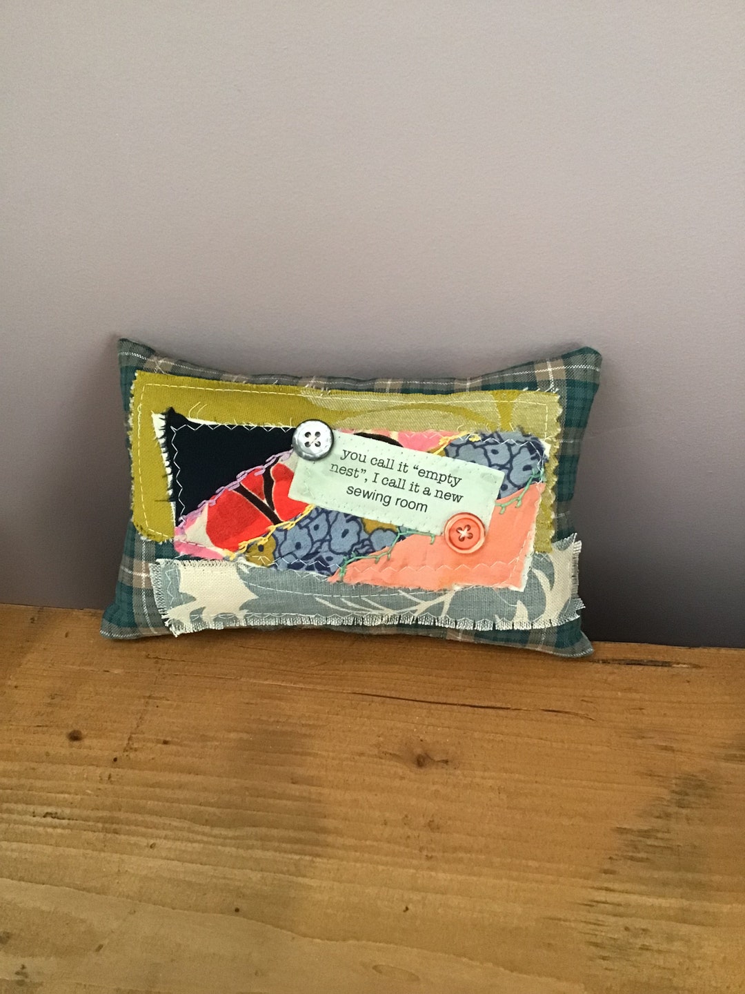 Fabric Collage Pillow Tuck, Vintage Quilt Gift, Seamstress Saying - Etsy