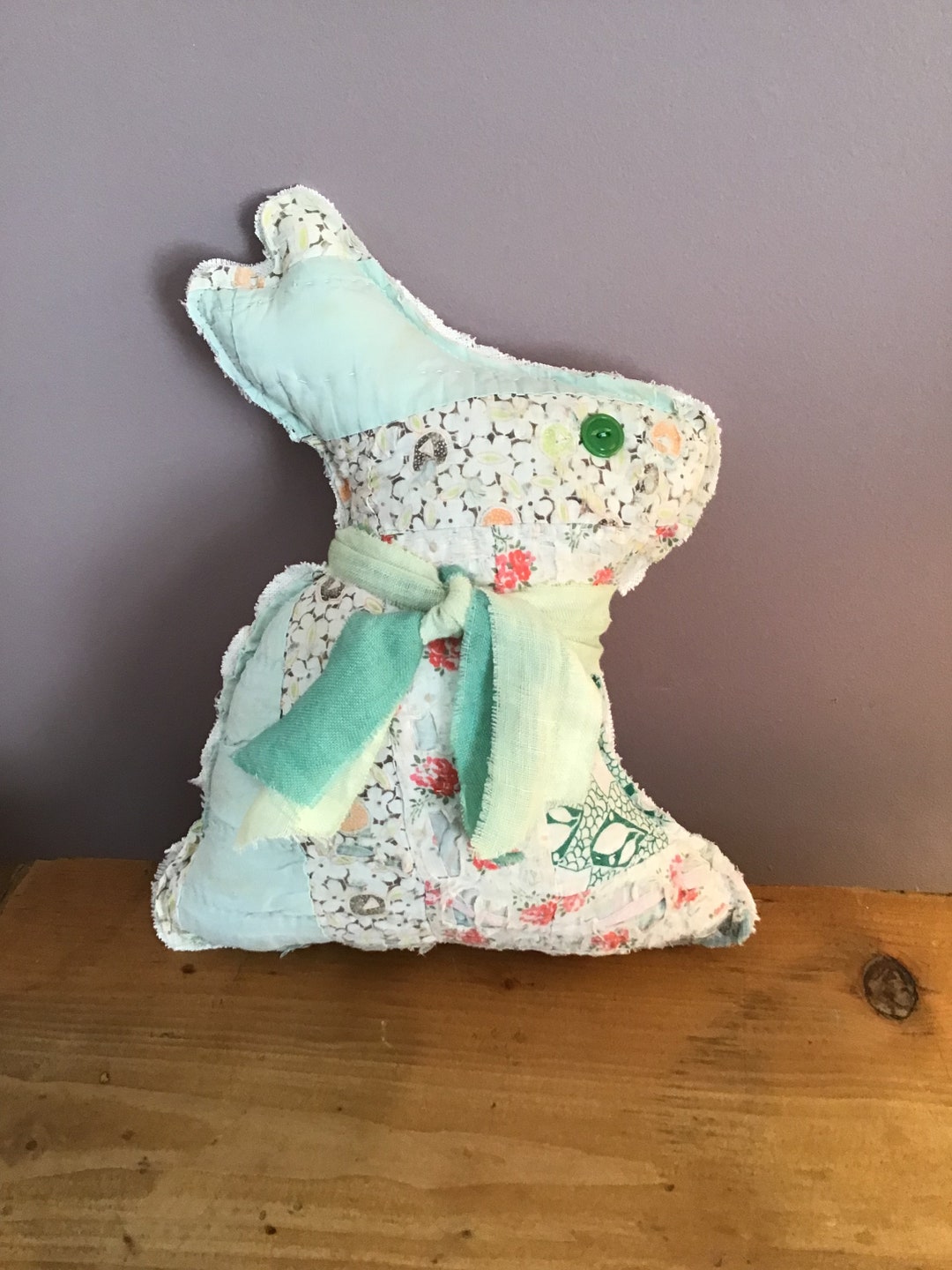 Bunny Pillow Made From A Vintage Cutter Quilt, Primitive Bunny, Rabbit ...