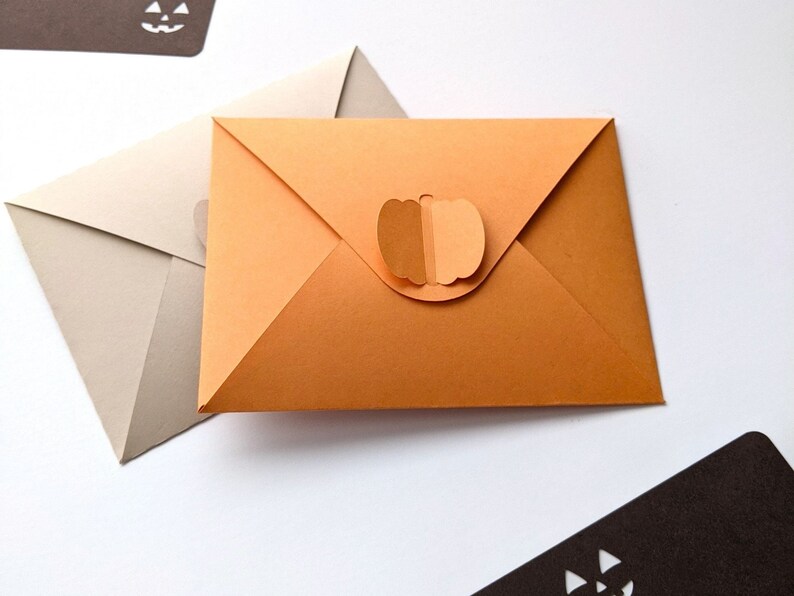 DIY Pumpkin Envelope and Cards Halloween Template With Self - Etsy