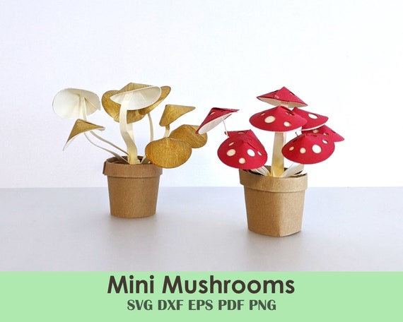 Mini Mushroom DIY Template Rolled Papercraft House Plant for | Etsy