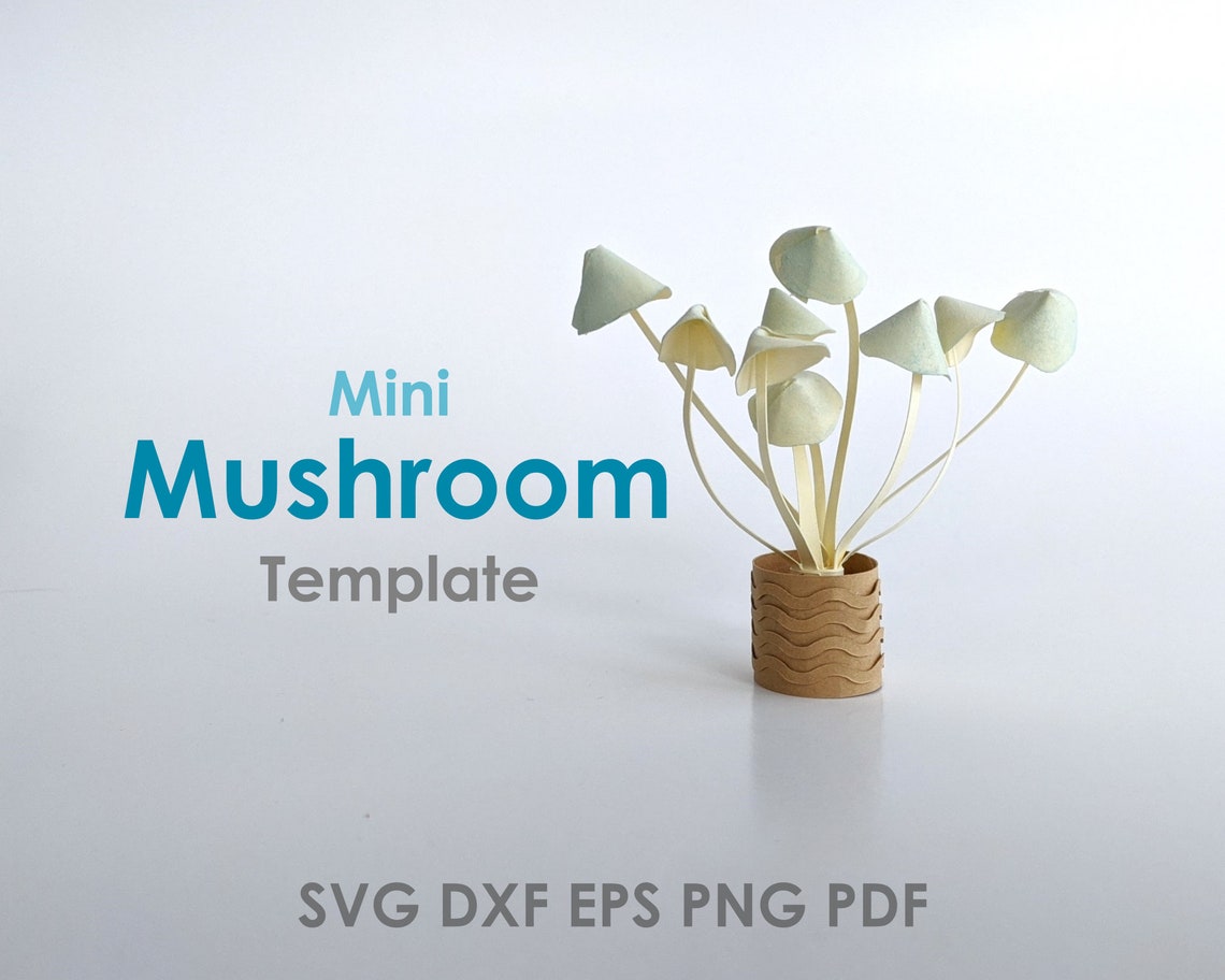 Mushroom Papercraft Template Long Stem Enoki Mushroom Cut - Etsy