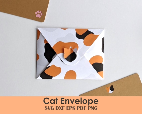 Cat Envelope Printable DIY Template for Invitations | Etsy