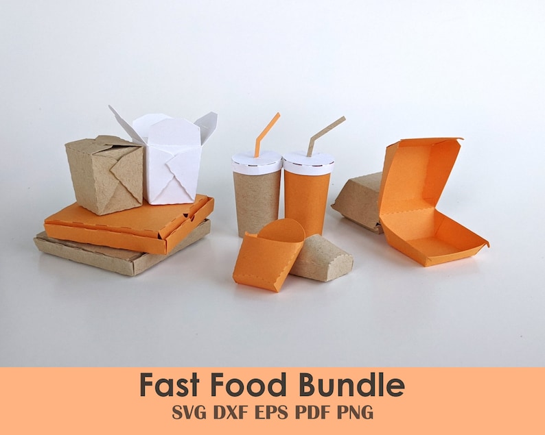 Mini Fast Food Box Template Bundle Printable DIY Boxes for - Etsy