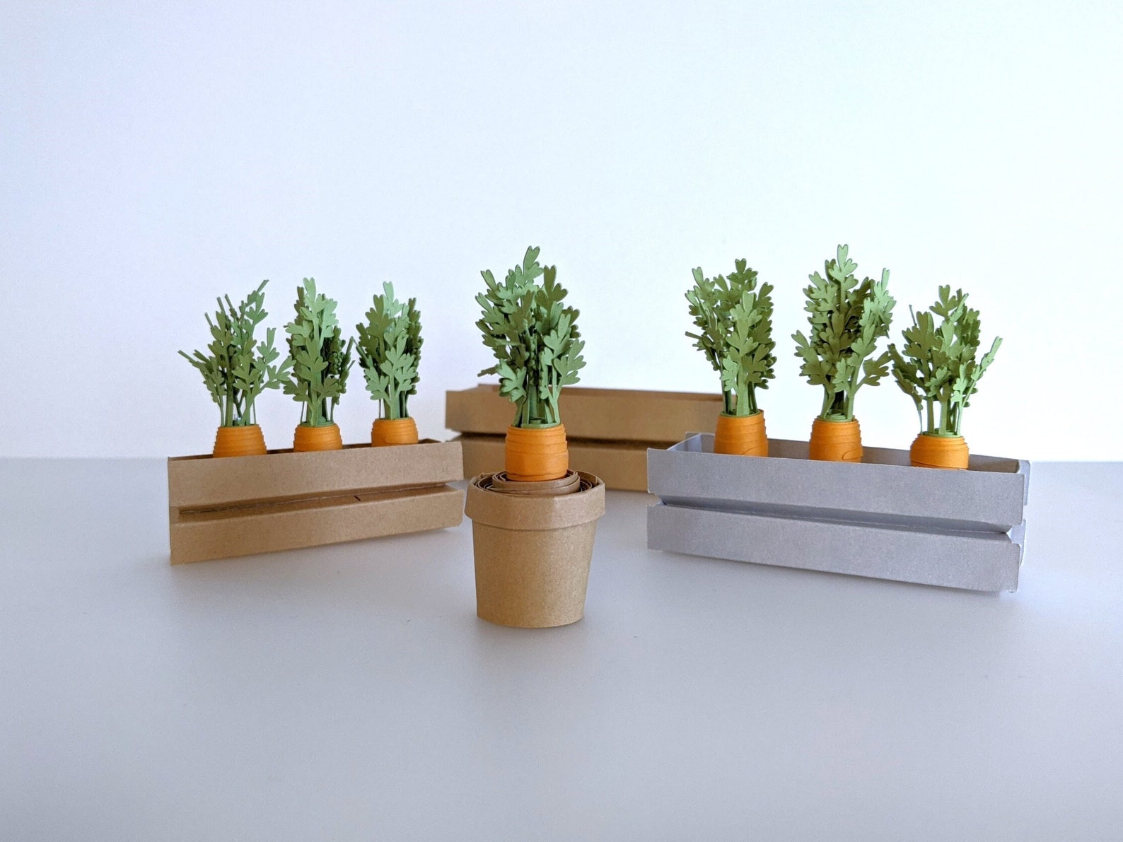 Mini Carrots and Garden Box DIY Template Rolled Papercraft - Etsy