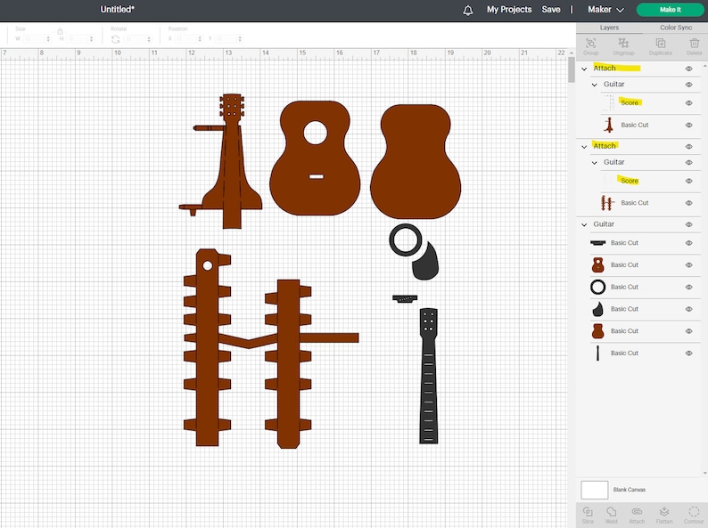 Paper Guitar Template for Cricut Maker Explore Joy - Etsy