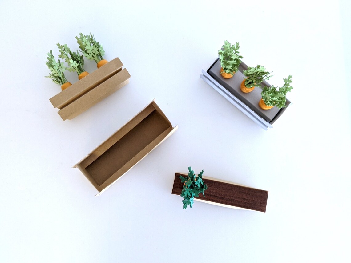 Mini Carrots and Garden Box DIY Template Rolled Papercraft - Etsy