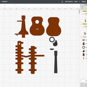 Mini Bluegrass Instrument Template Bundle | Banjo, Dulcimer, Guitar ...