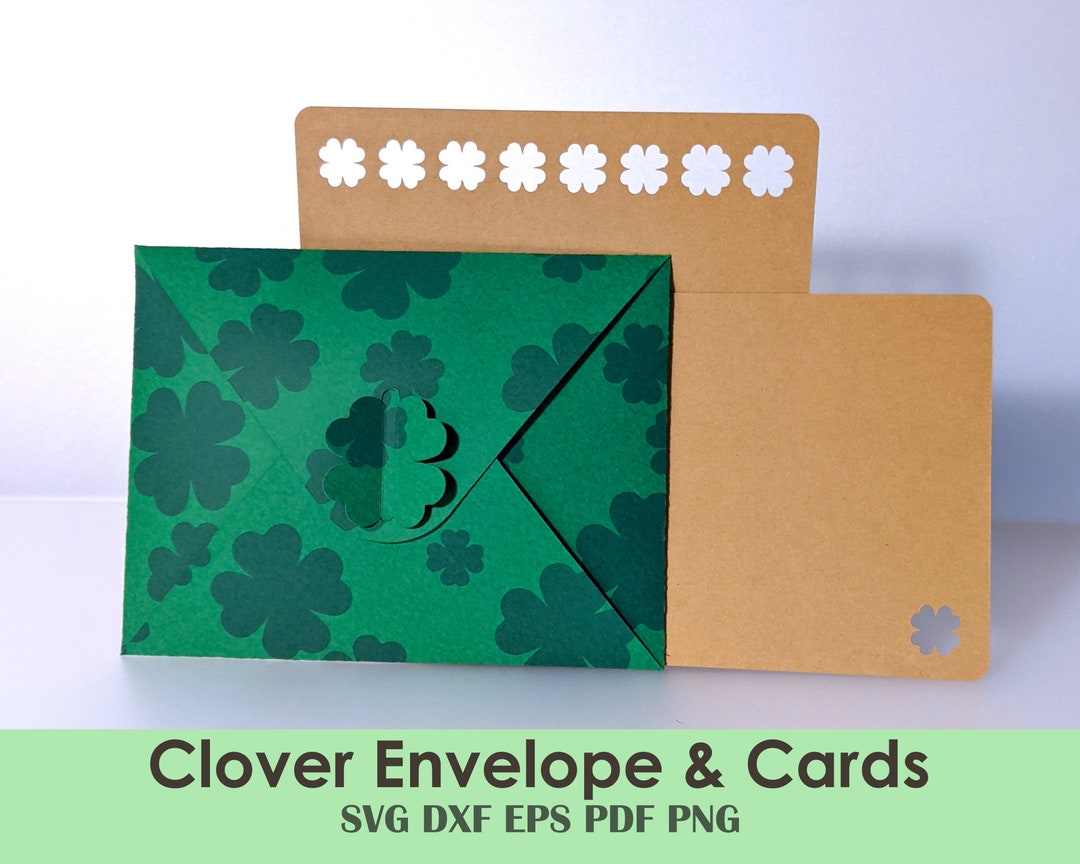 Shamrock Envelope Template, Printable Stationery, DIY A2 Card (SVG, PDF ...