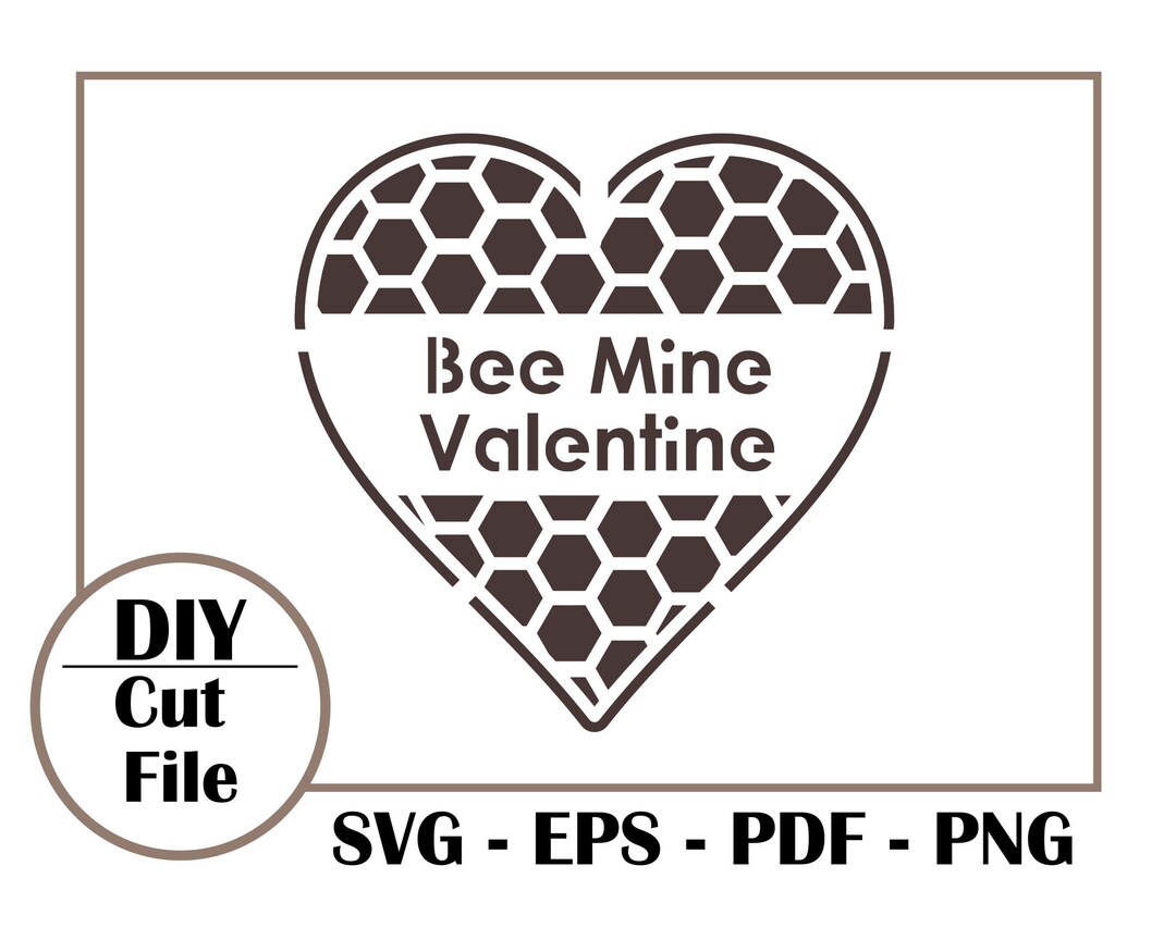 DIY Bee Mine Heart Design Cut Files | for Cookies, Favors, Valentines ...