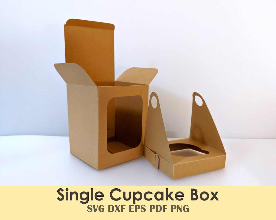 Cupcake Box With Window Printable Template DIY | Etsy