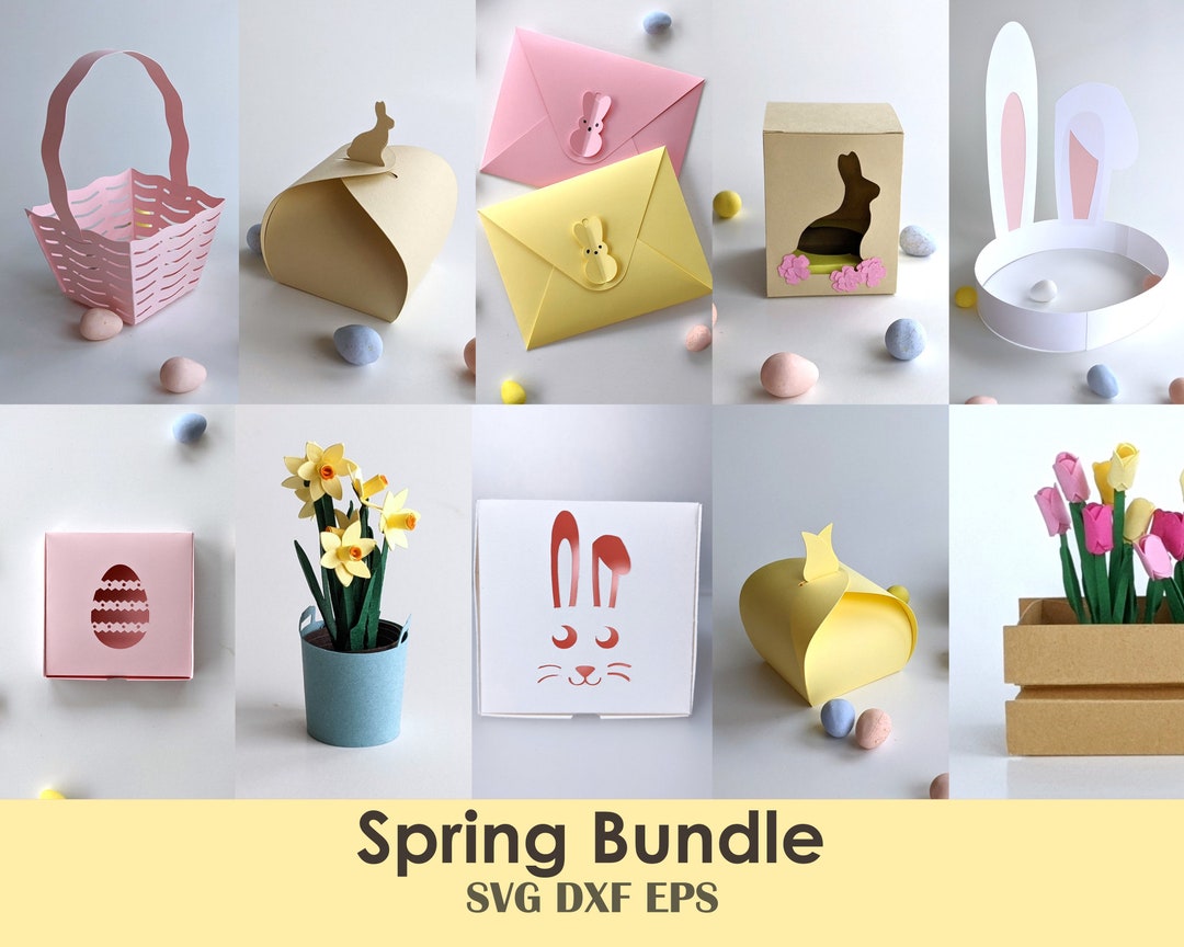 Spring SVG Template Bundle | Gift Box, Envelope and 3D Miniature SVG ...