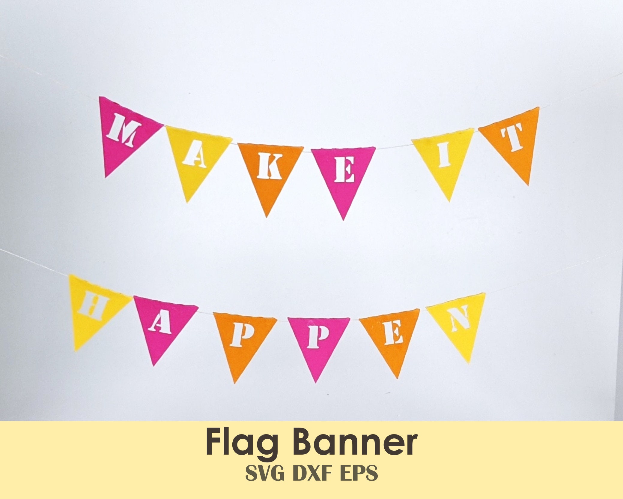 Bunting Flag Banner Template DIY Cut File for Letter Pennant - Etsy