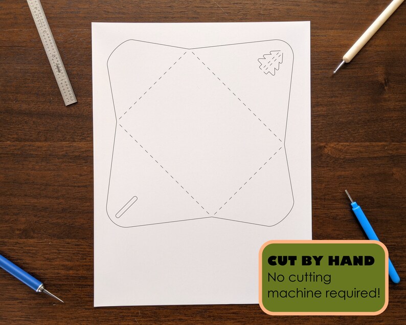 Tree Envelope SVG Template | Self Sealing Holiday Christmas Card ...