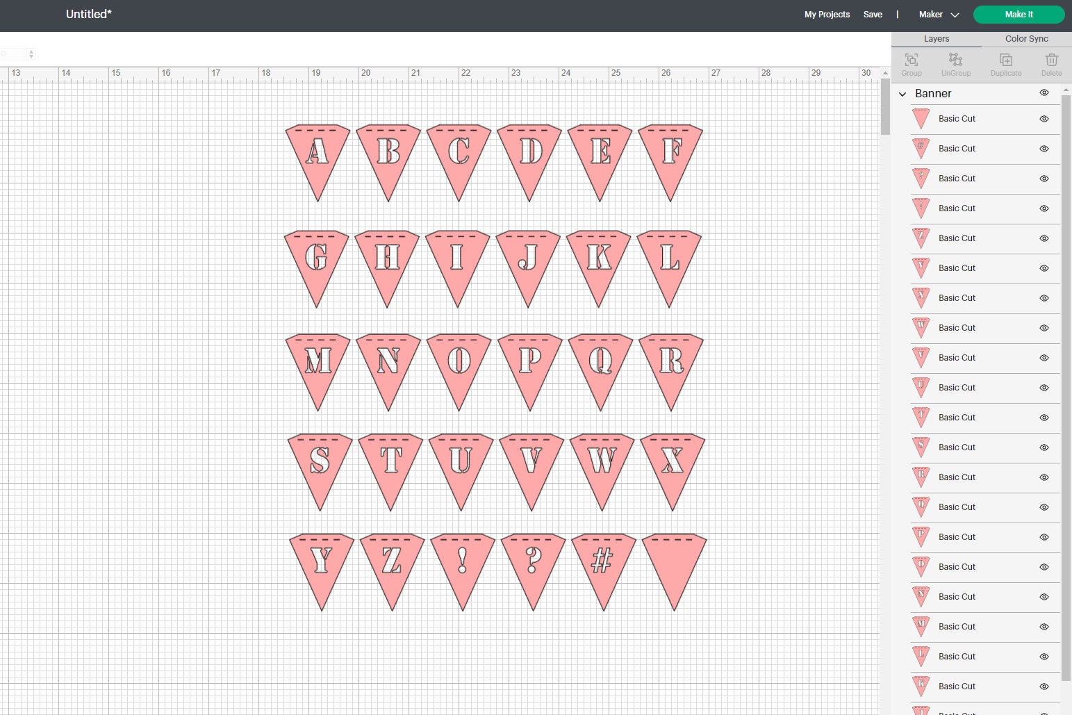 Bunting Flag Banner Template DIY Cut File for Letter Pennant - Etsy