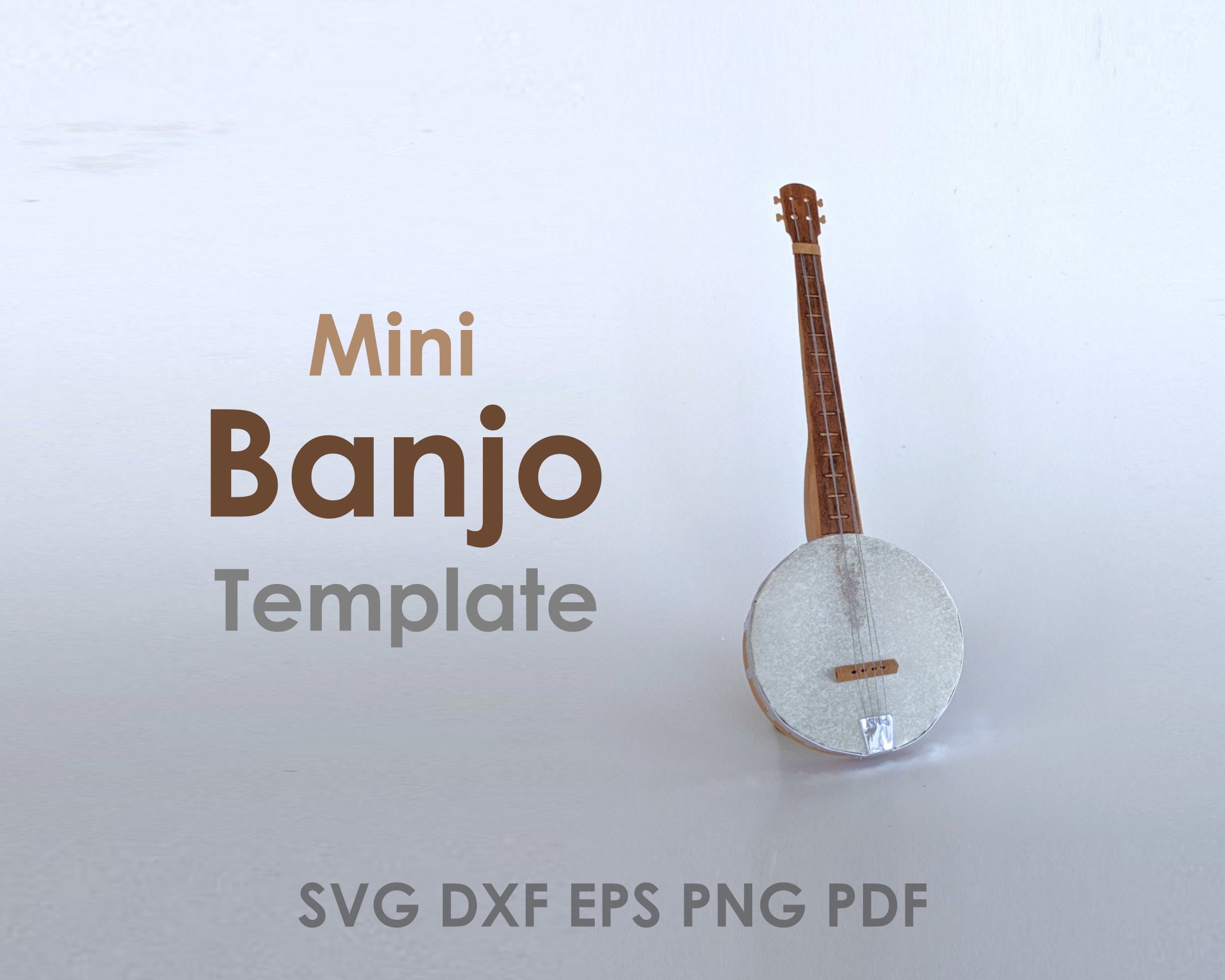 Mini Banjo Template, SVG Instrument Cut File for Dollhouses (digital ...