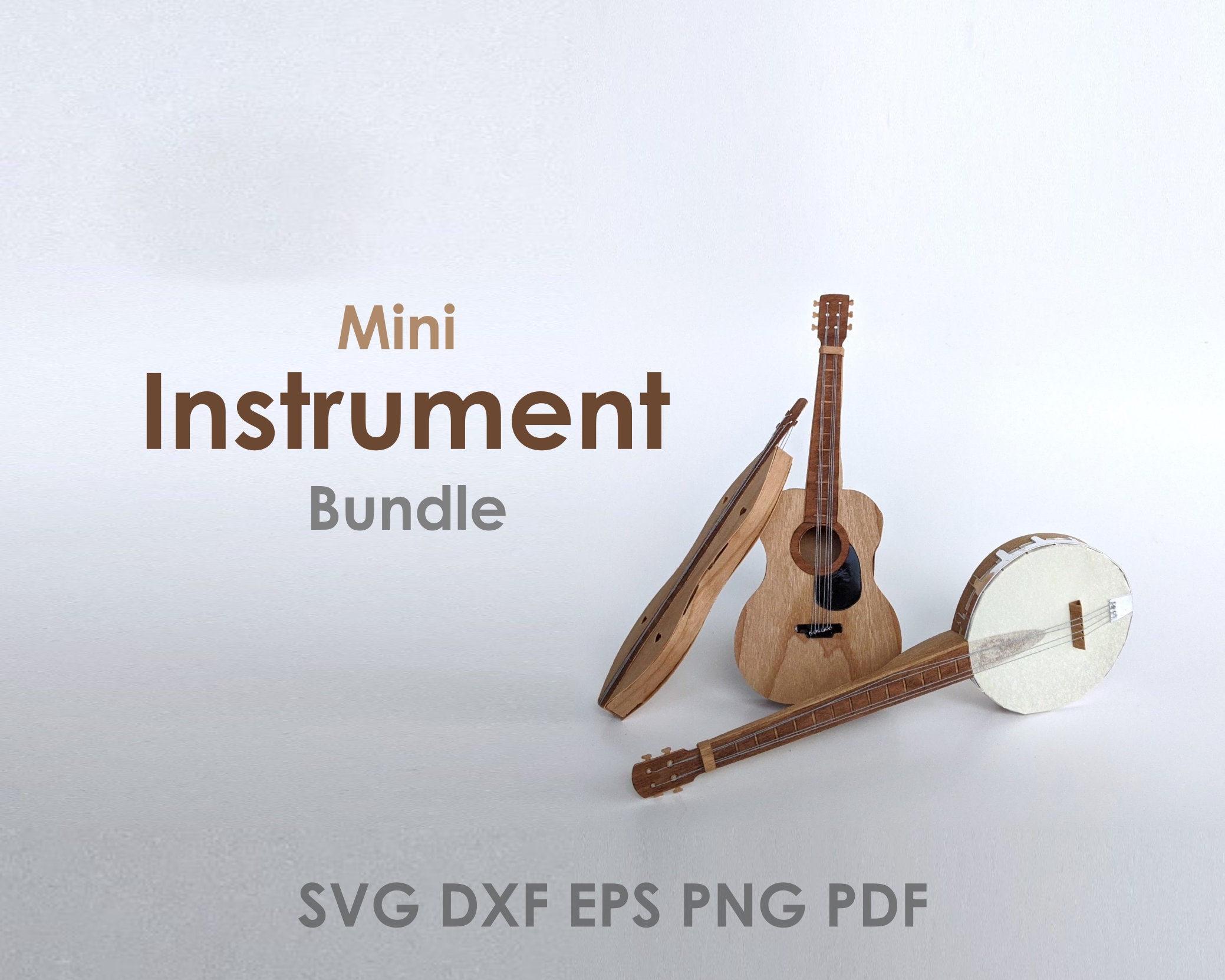 Mini Bluegrass Instrument Template Bundle | Banjo, Dulcimer, Guitar ...