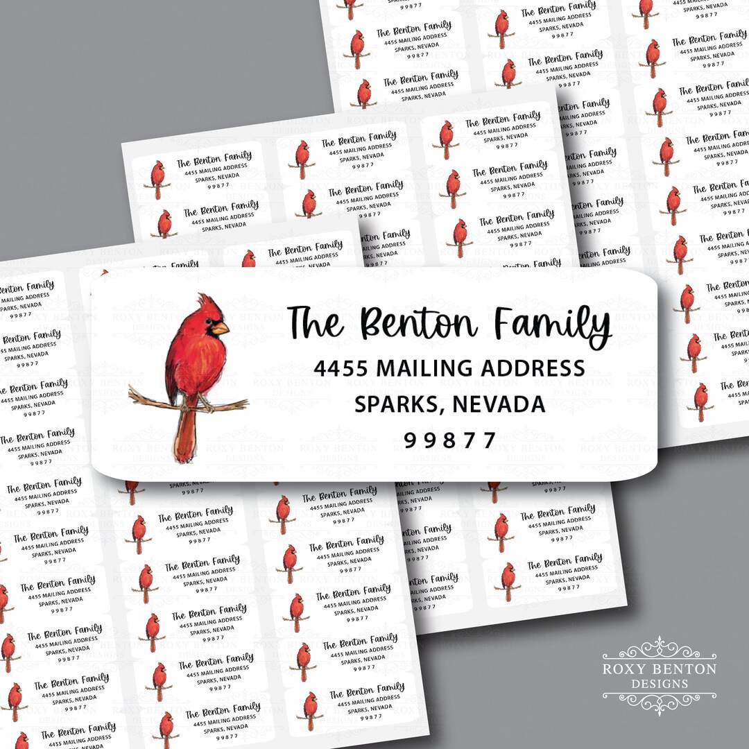 Watercolor Red Cardinal, Bird, Return Address Labels, Personalized ...
