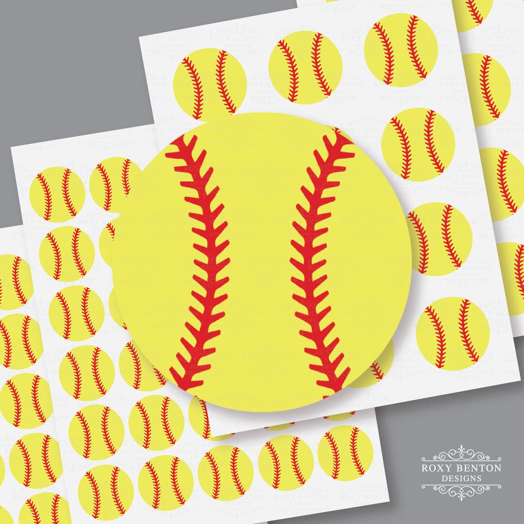 Softball, Sports, Circles Sticker Sheet, Envelope Seal, All Occasions ...