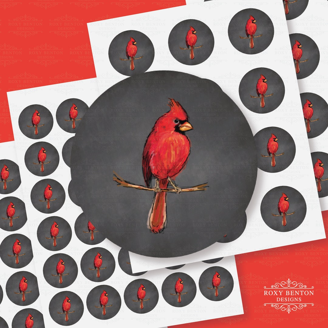 Red Cardinal Watercolor Style Chalkboard Texture Background Circles ...
