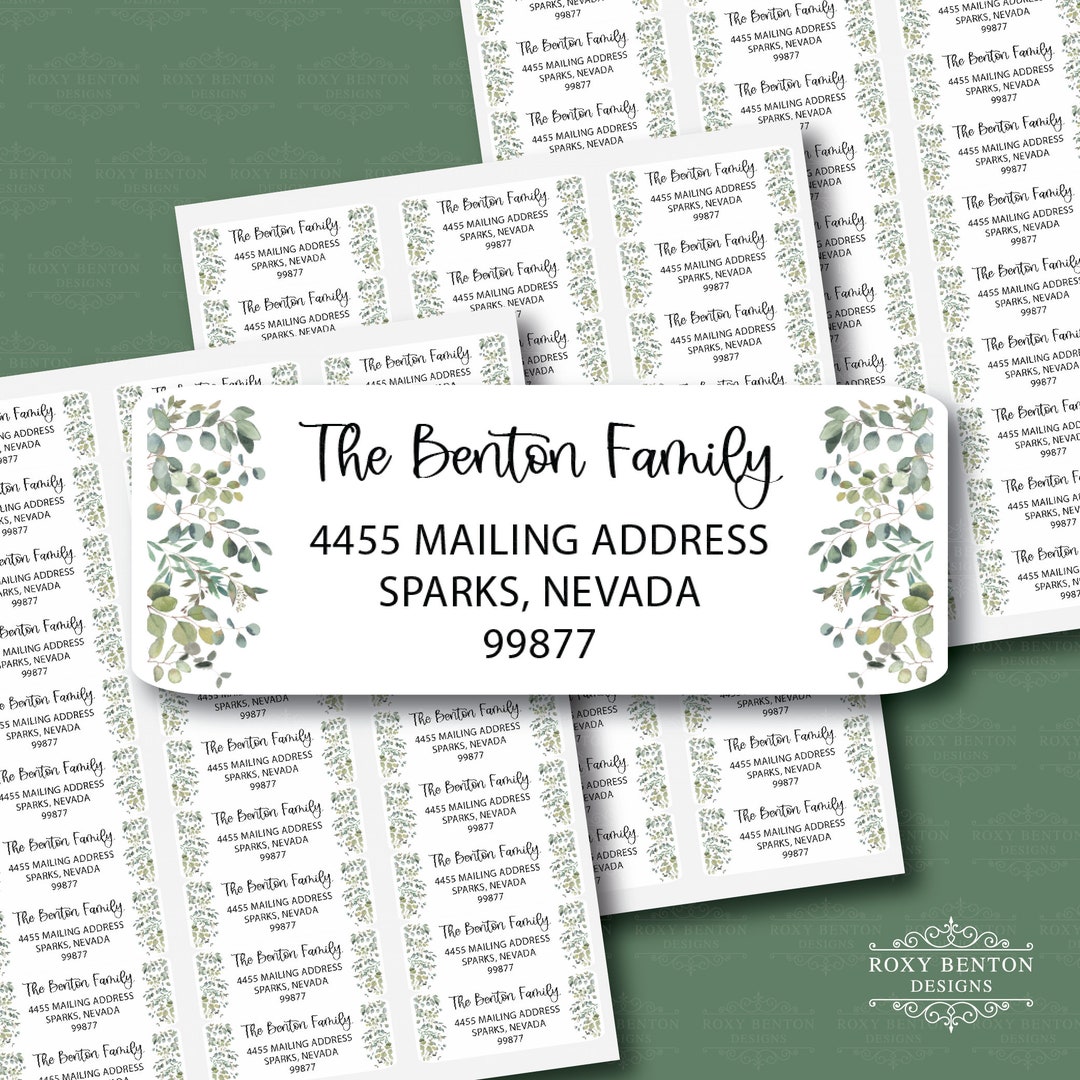 Eucalyptus, Watercolor, Return Address Label, Personalized, Wedding ...