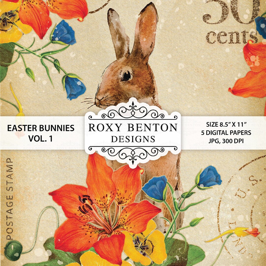 Easter Bunnies Digital Art Paper Pack, VOL 1, Letter Size, Journal and ...