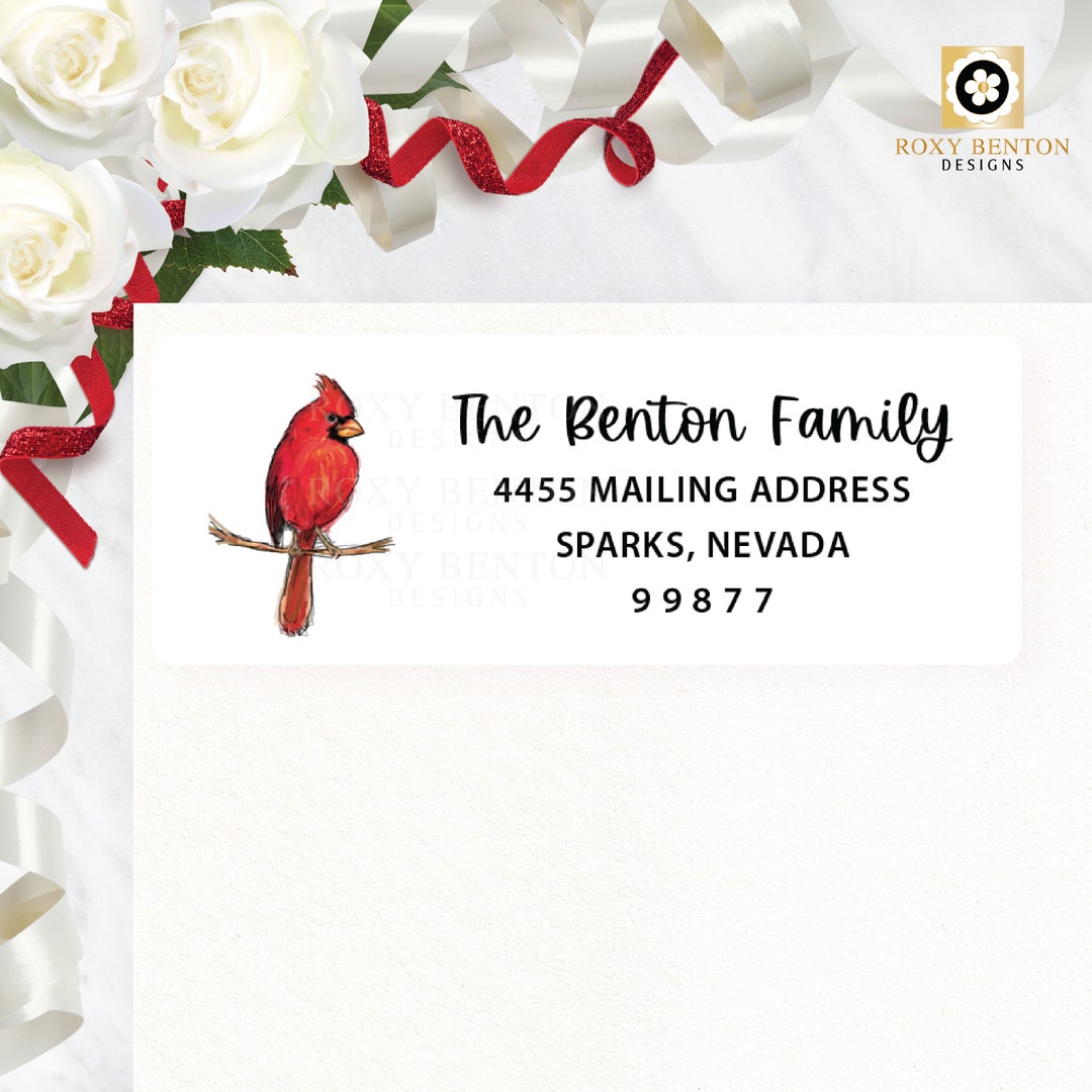 Watercolor Red Cardinal Bird Return Address Labels - Etsy