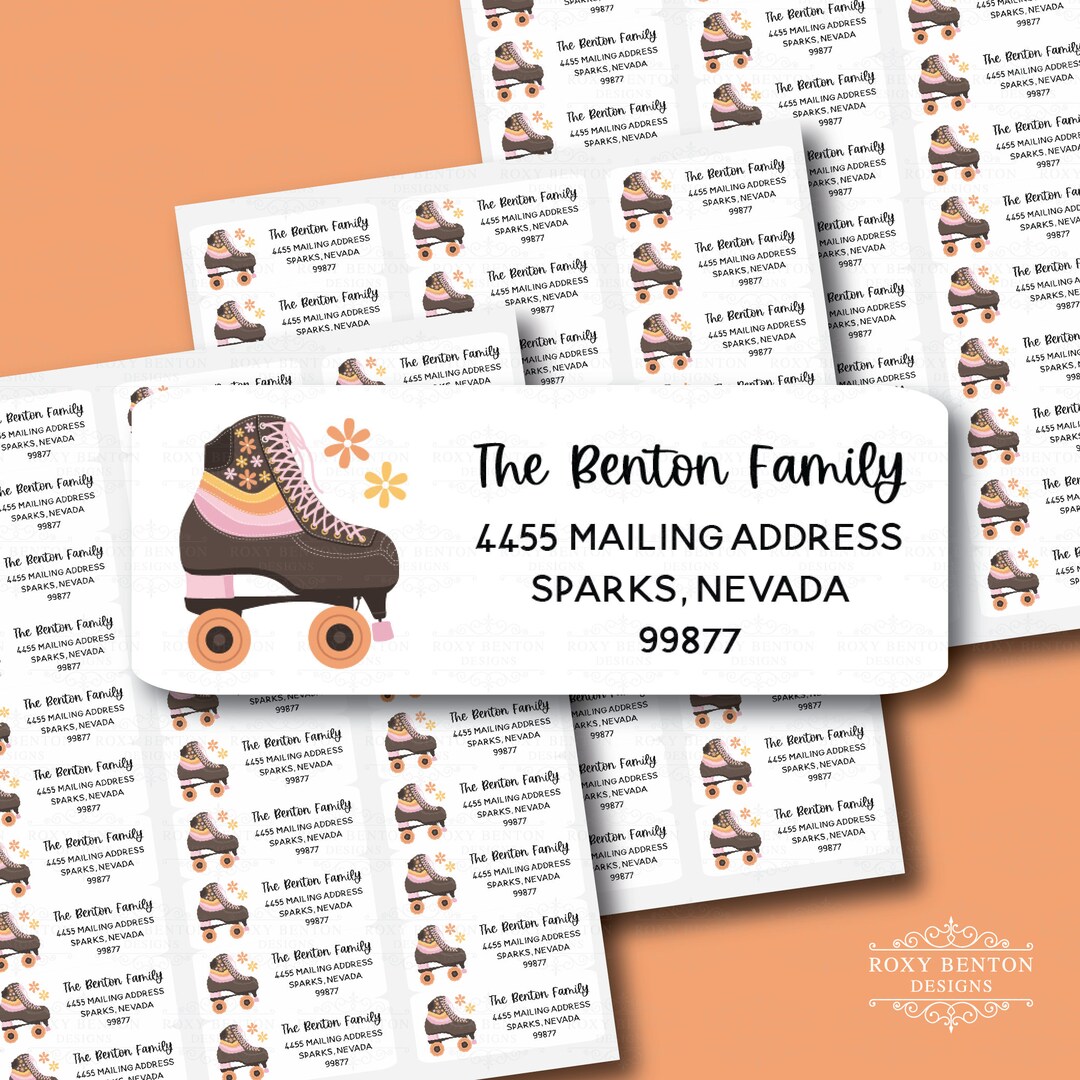 Retro Roller Skate, Roller Derby, Personalized Return Address Labels ...