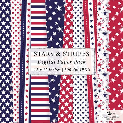 4th of July Digital Paper Pack Stars & Stripes Backgrounds - Etsy