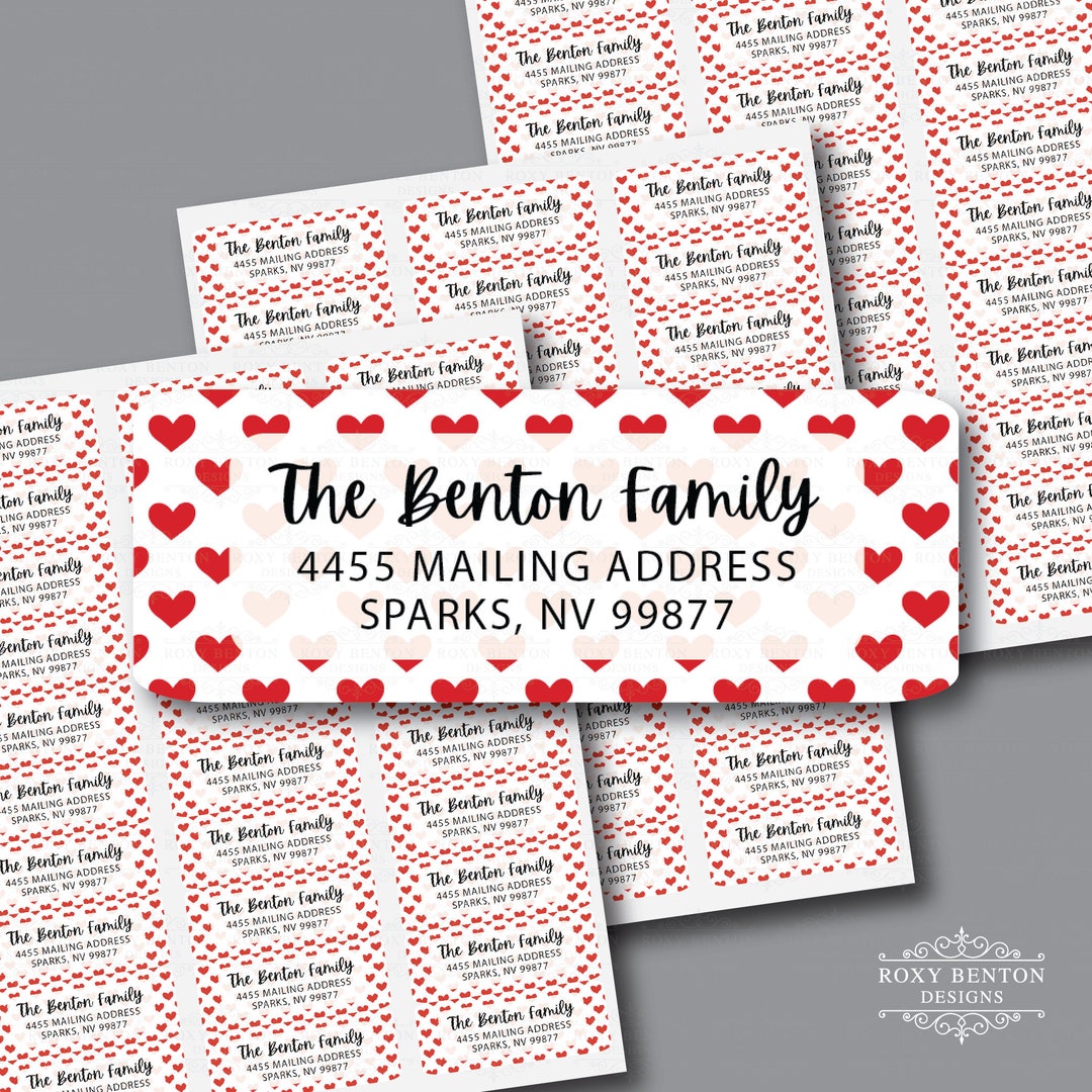 Red Hearts Pattern Return Address Label Personalized - Etsy