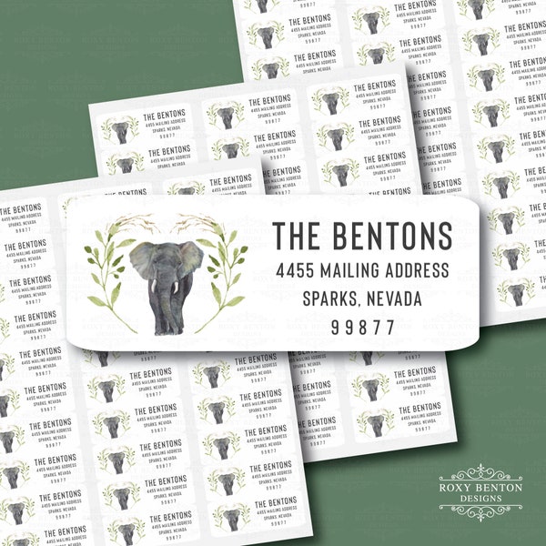 Elephant Labels - Etsy