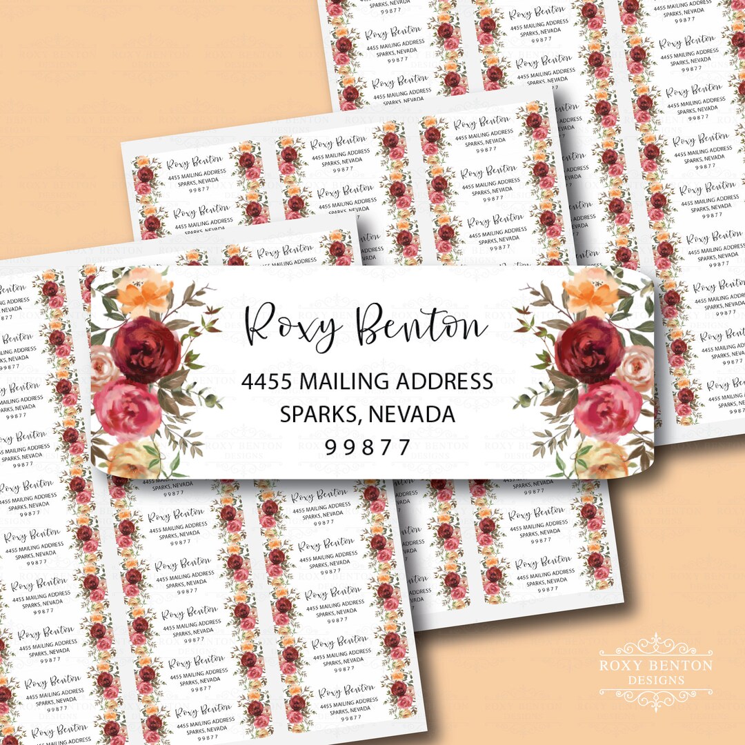 Autumn Rose Garden, Watercolor Style, Return Address Label ...
