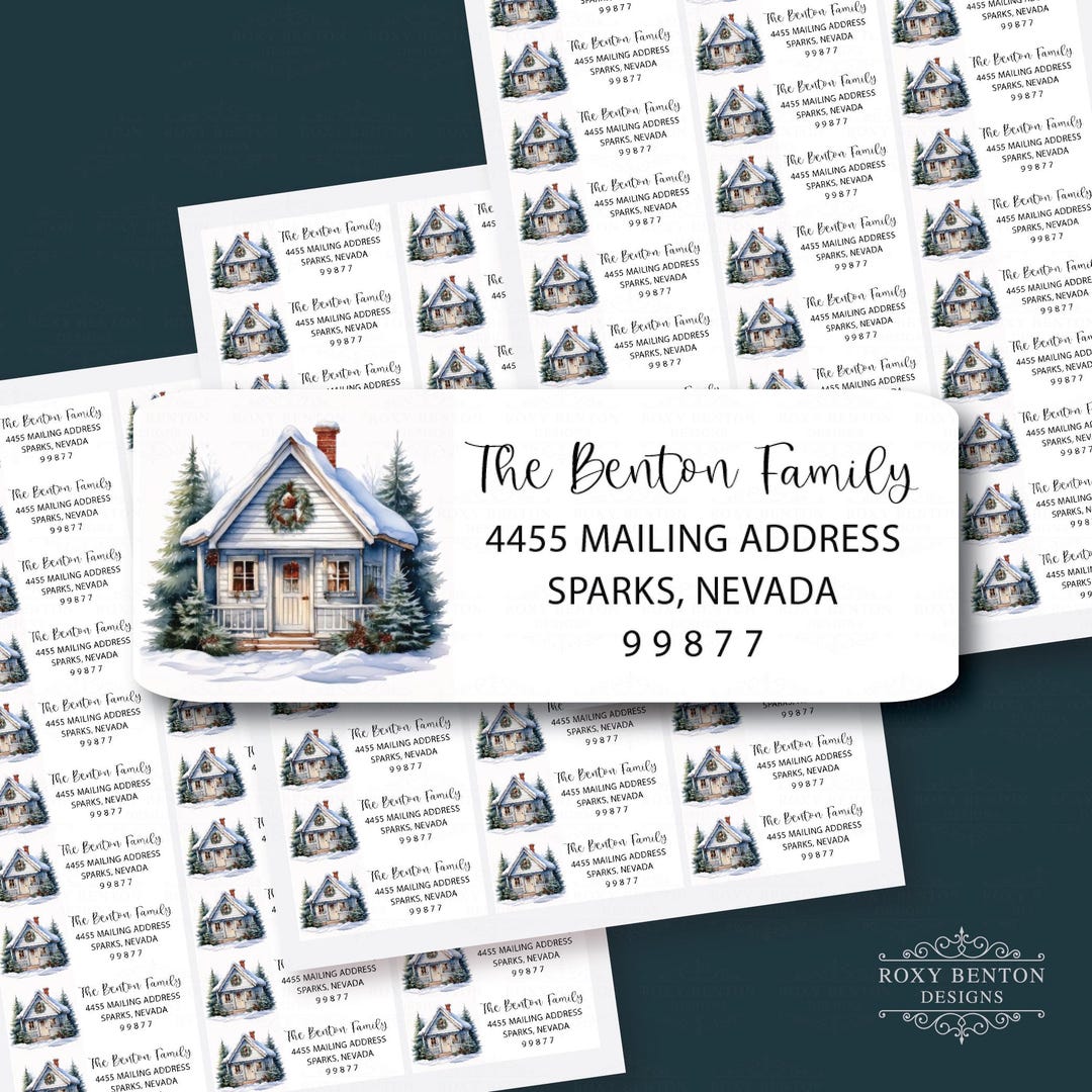 Christmas Cabin, Christmas Return Address Labels, Personalized, Roxy ...