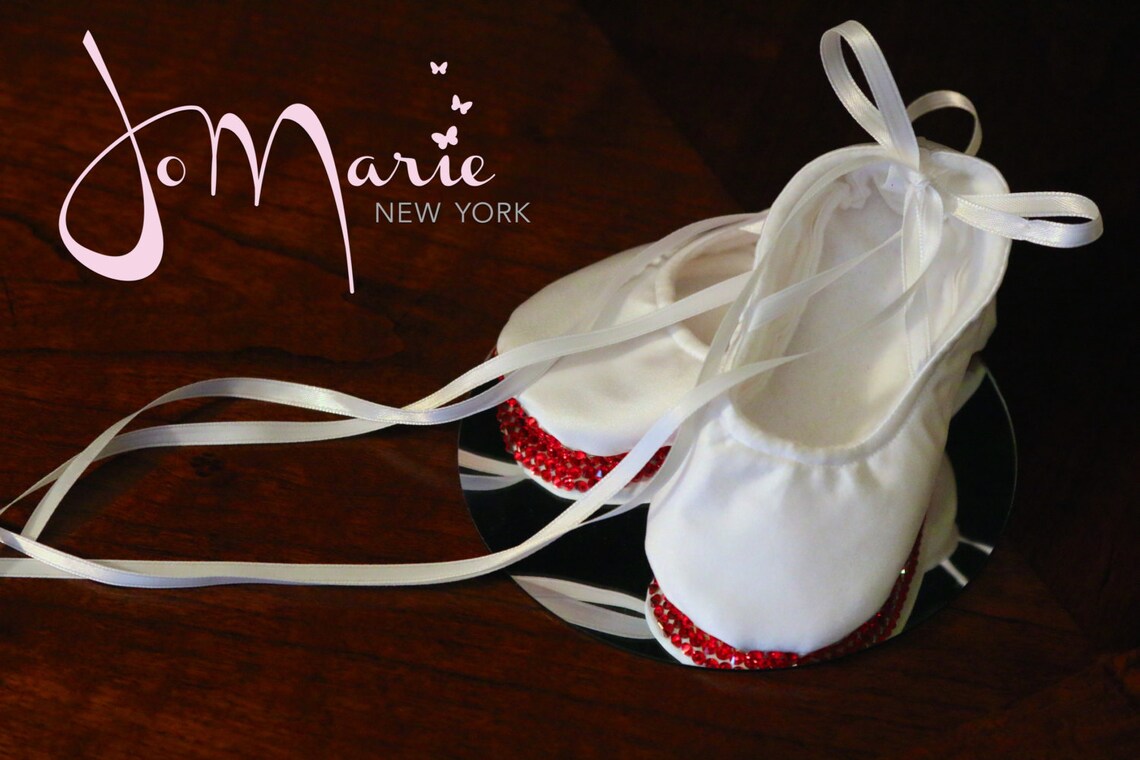 Satin Ballet Slippers Adorned With Swarovski Crystals on the Entire ...
