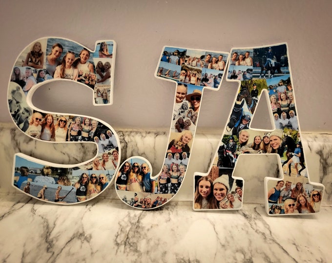 Personalised Photo Initials, Personalised Handmade Wooden Letters (15cm ...