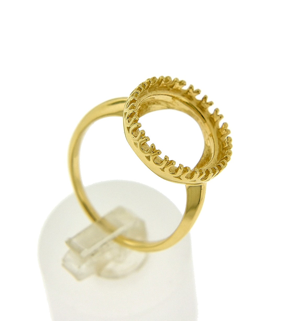 14K Solid Yellow Gold 13mm Coin Frame Ring Holder Mounting for | Etsy