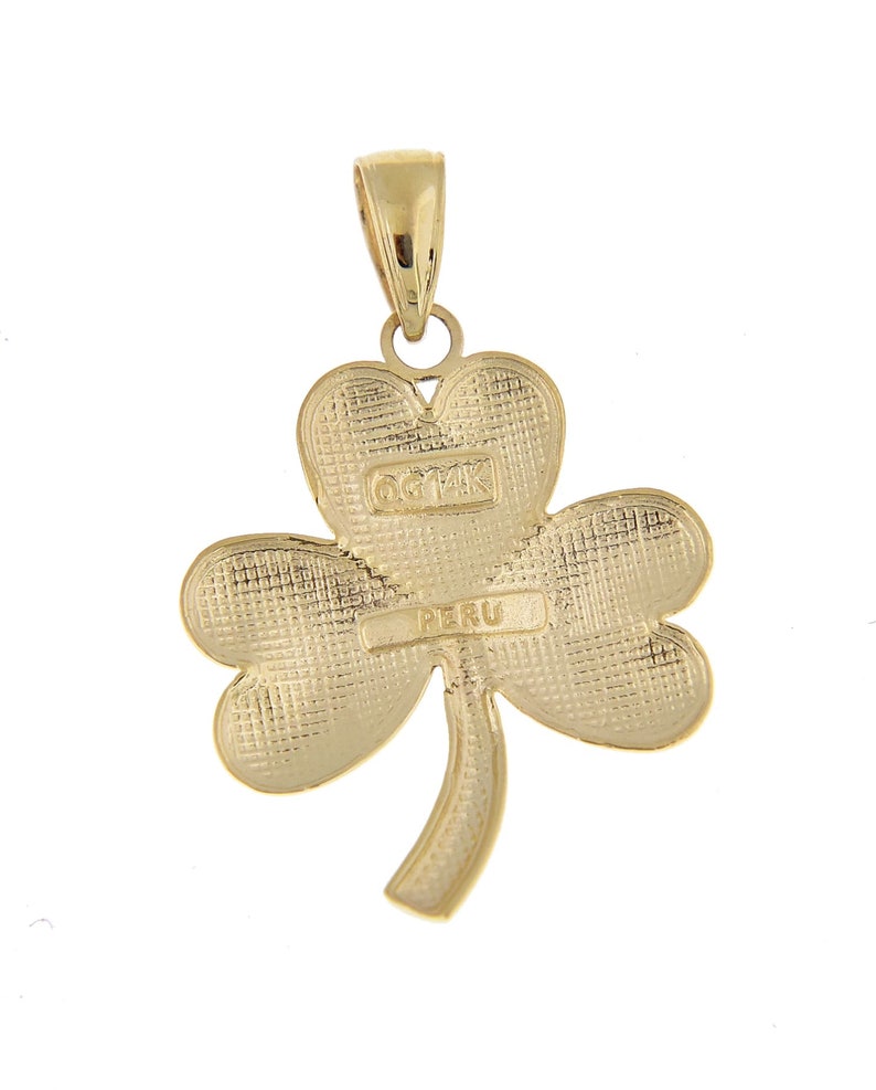 14K Yellow Gold Shamrock Pendant Charm | Etsy