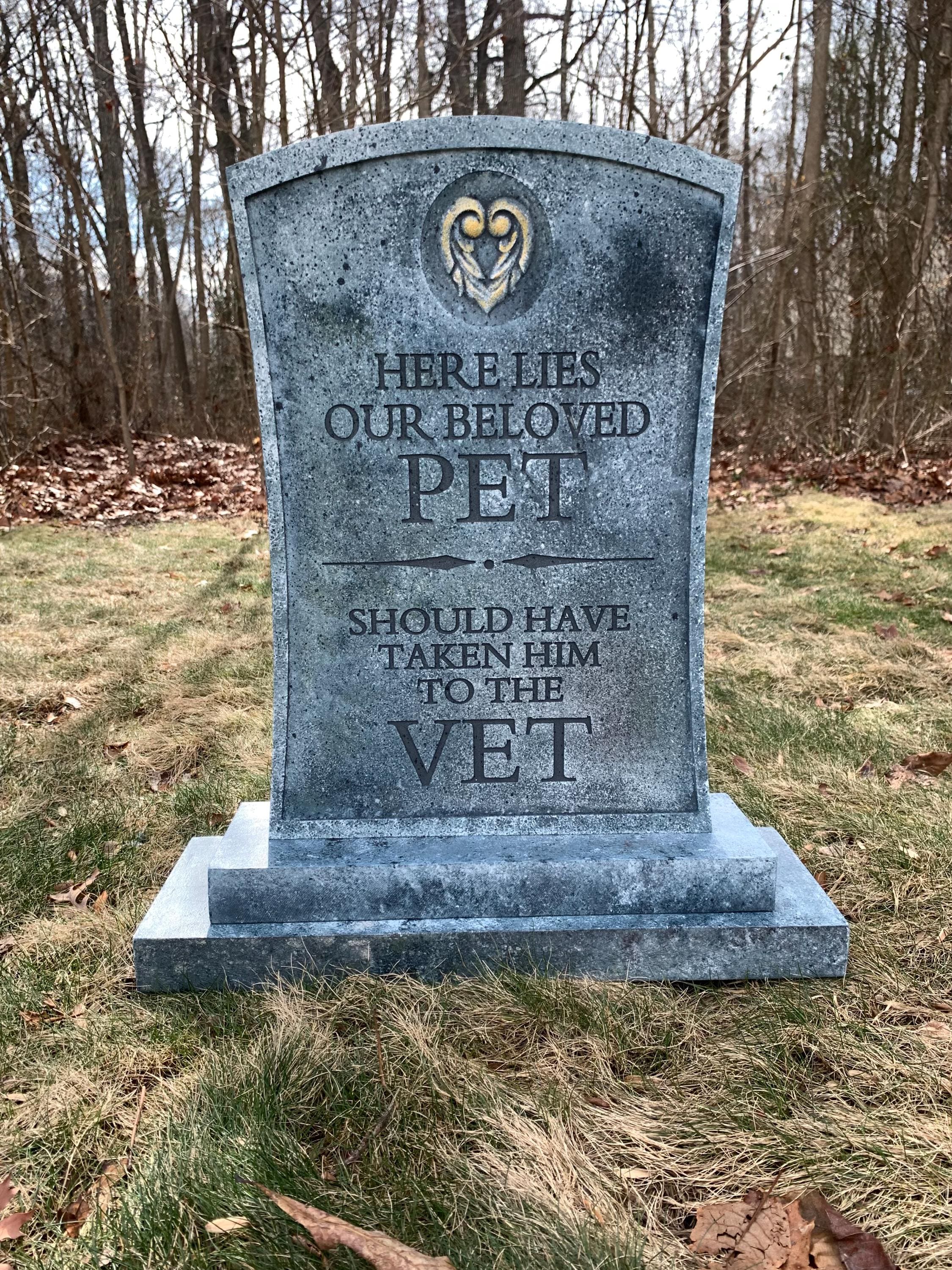 Here Lies Our Beloved Pet Halloween Tombstone Macabre Headstone Yard ...