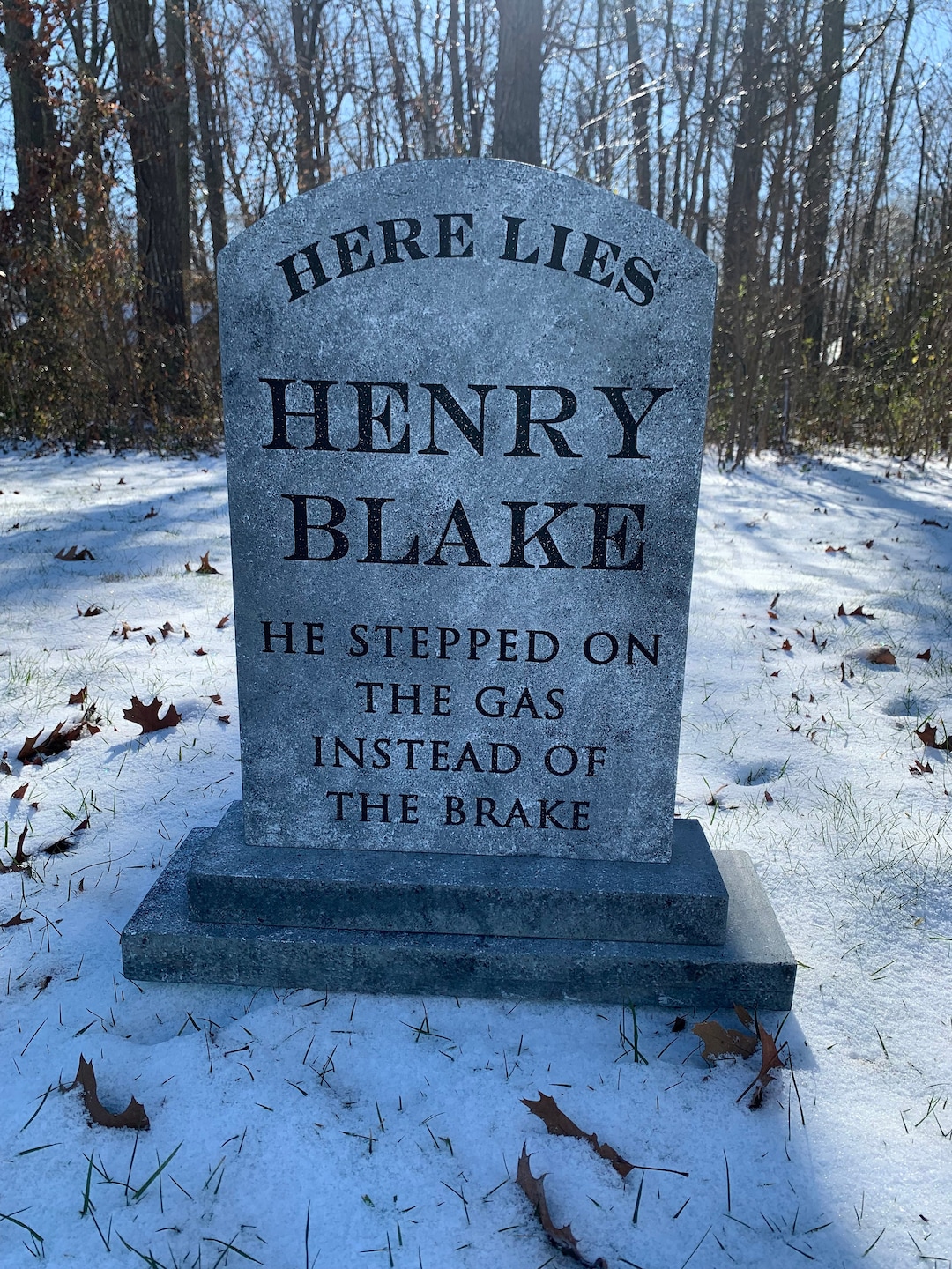 Henry Blake Stepped on Gas Instead of Break Funny Halloween Tombstone ...