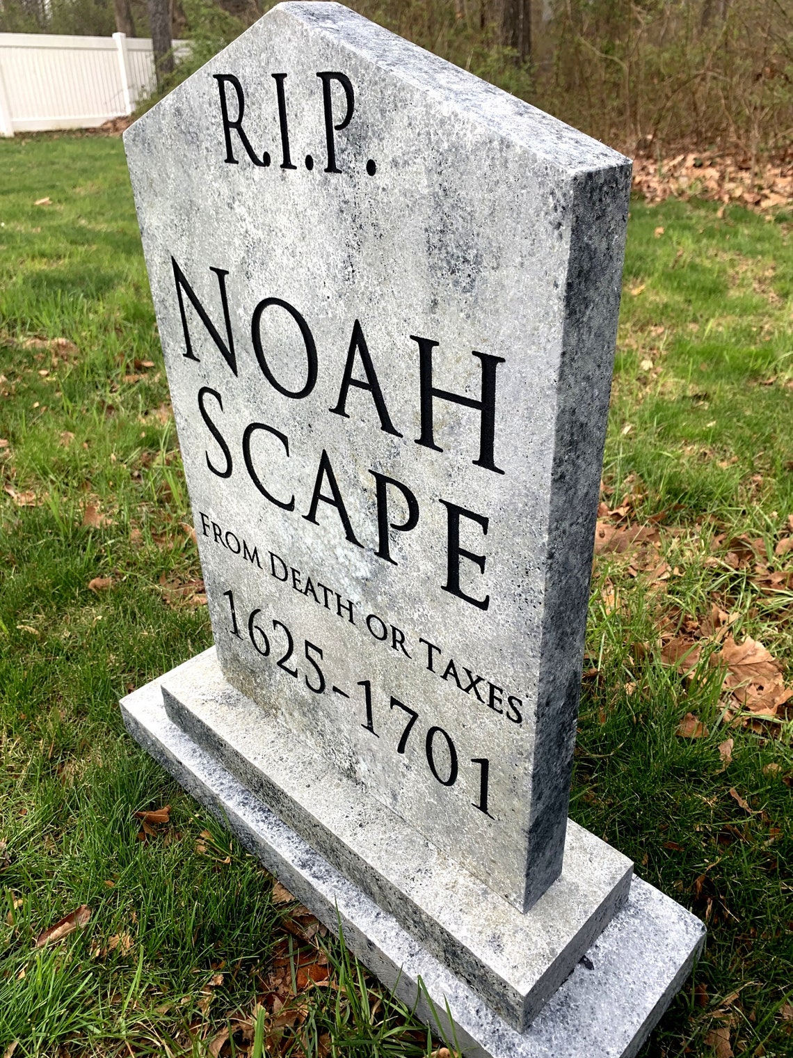 Noah Scape From Death or Taxes Funny Halloween Tombstone | Etsy