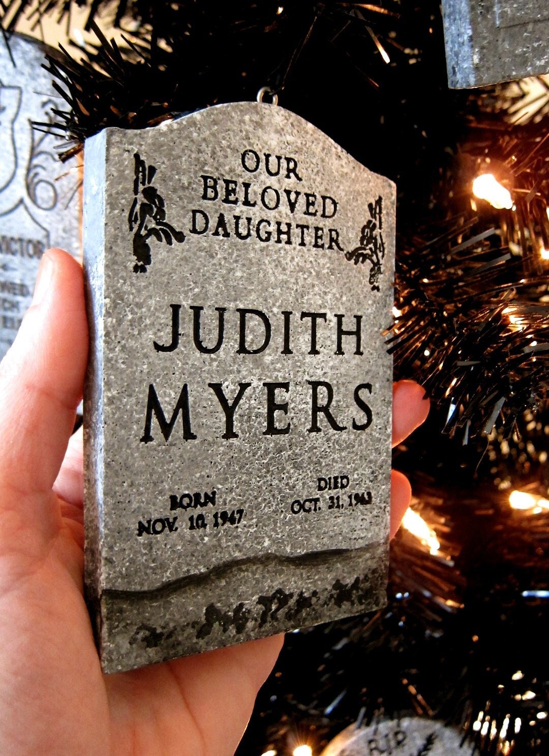 Judith Myers Halloween Mini Tombstone Ornament Magnet Miniature Michael ...