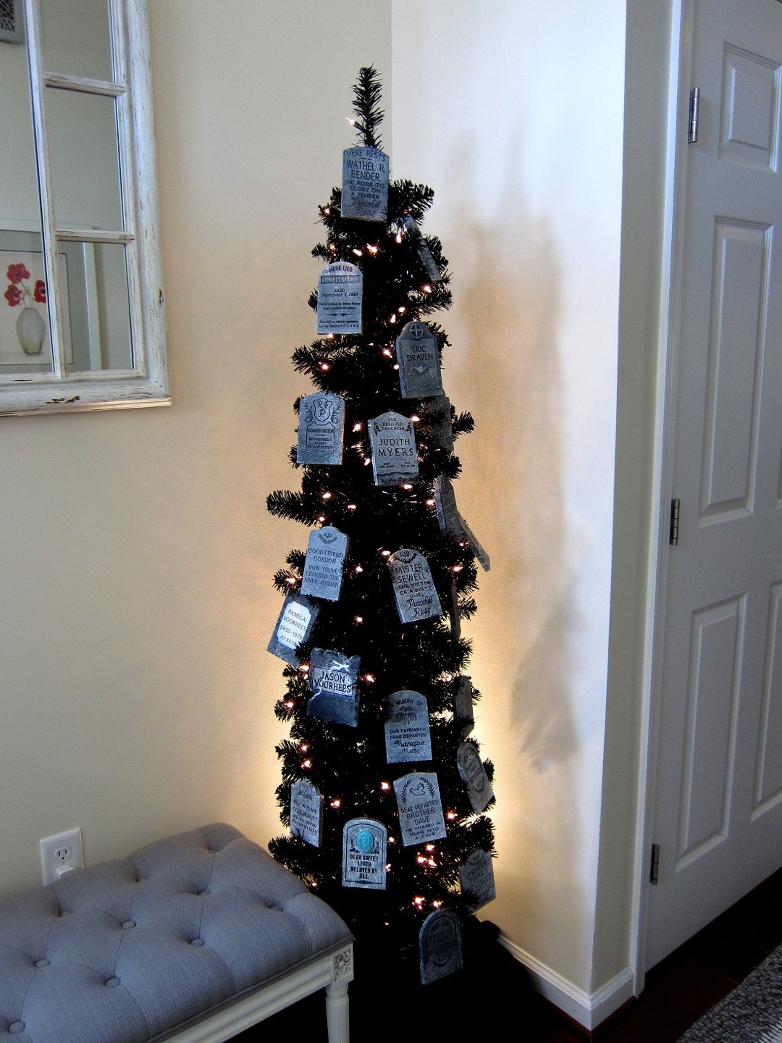 Imán de adorno navideño en miniatura de la Mansión Embrujada del ...