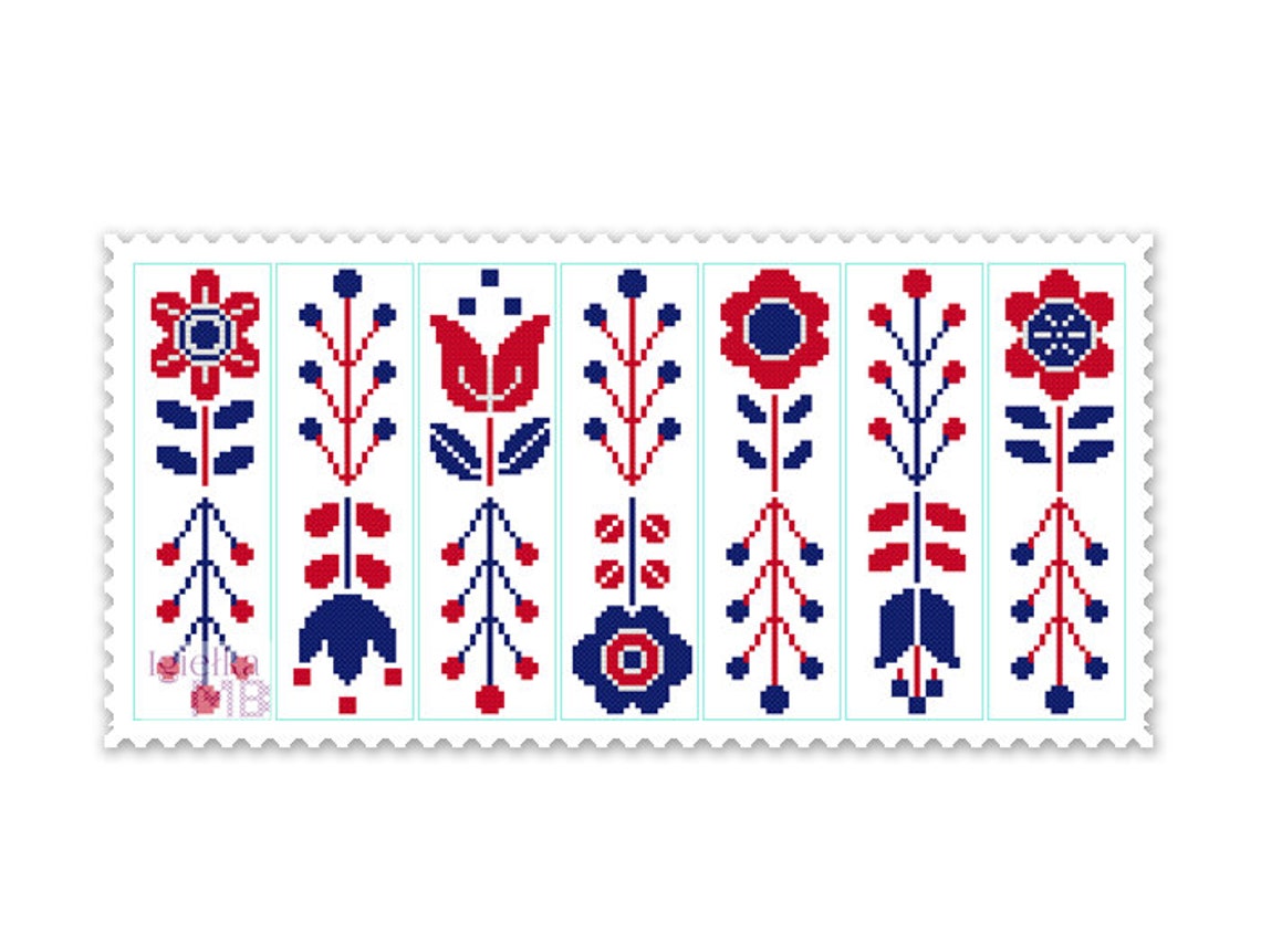 6 Scandinavian Bookmarks (set 2) Cross Stitch Chart, Digital PDF ...