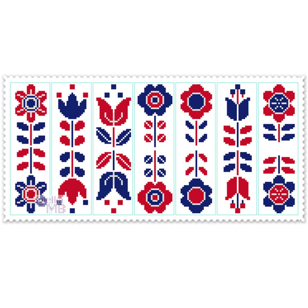 6 Scandinavian Bookmarks (set 1) Cross Stitch Chart, Digital PDF ...