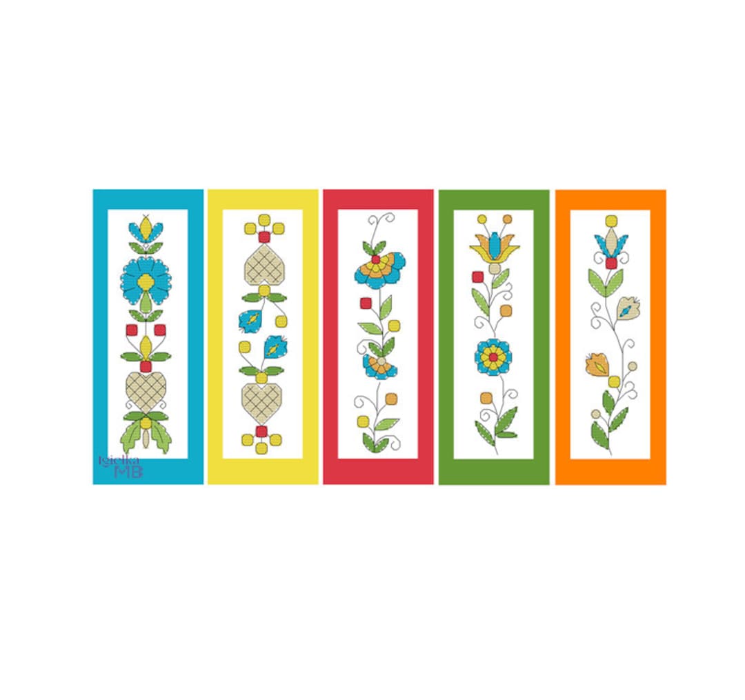 Floral Vines (2055) Embroidery Bookmarks Digital Cross Stitch Pattern ...