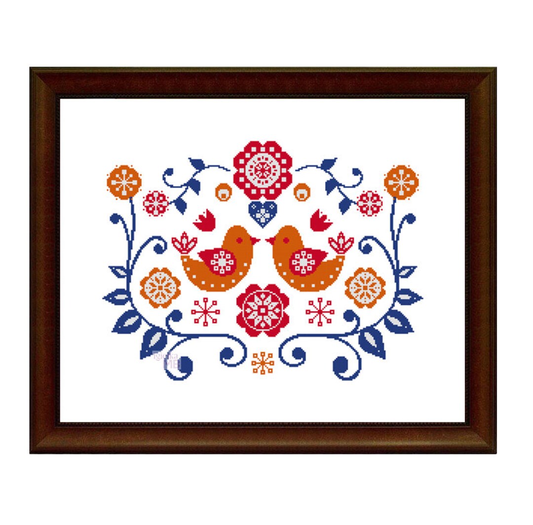 Scandinavian Folk Art Birds 2. (3007) Cross Stitch Chart Pdf Digital ...