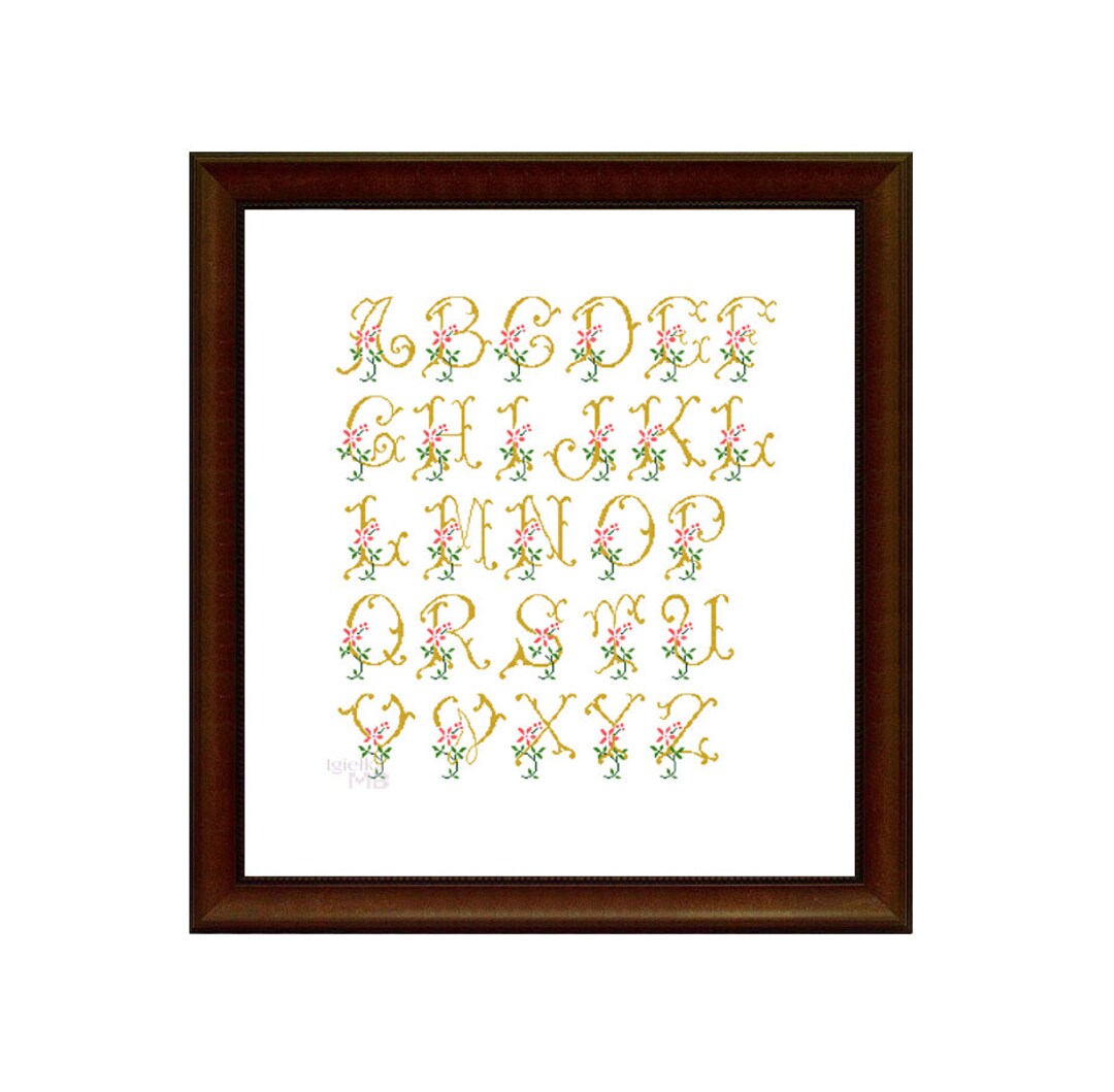 Floral Alphabet (2052) Digital Cross Stitch Chart Instant Download ...