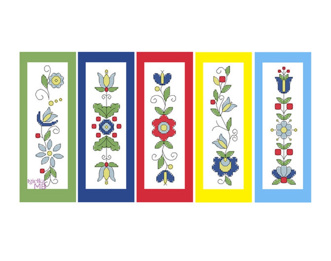 Floral Bookmarks (2053) Cross Stitch Digital Pdf Pattern Kashubian ...