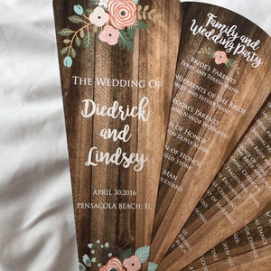 Rustic Wooden Floral, Wedding Program Fans, Petal Fan Programs ...