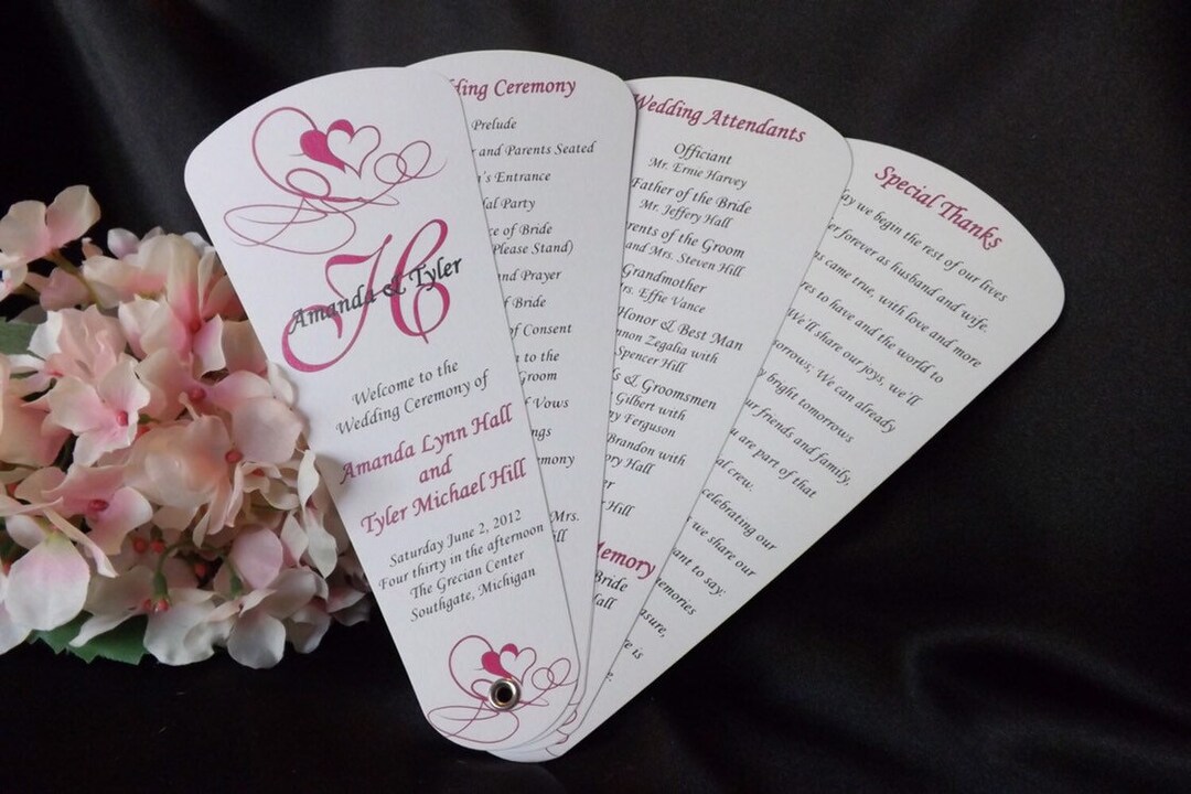 Wedding Program Fans, Petal Fan Programs, Fan Programs - Flowing Hearts ...